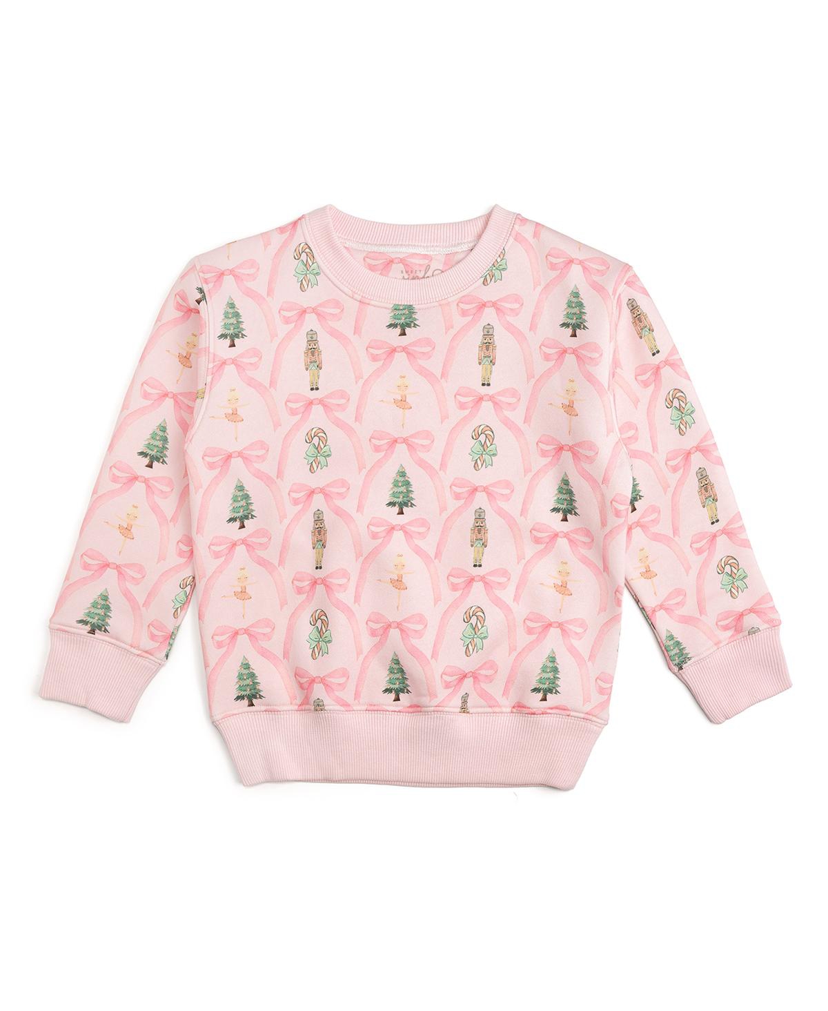 Sweet Wink Toddler Girls Nutcracker Trellis Christmas Sweatshirt - Ballet pink