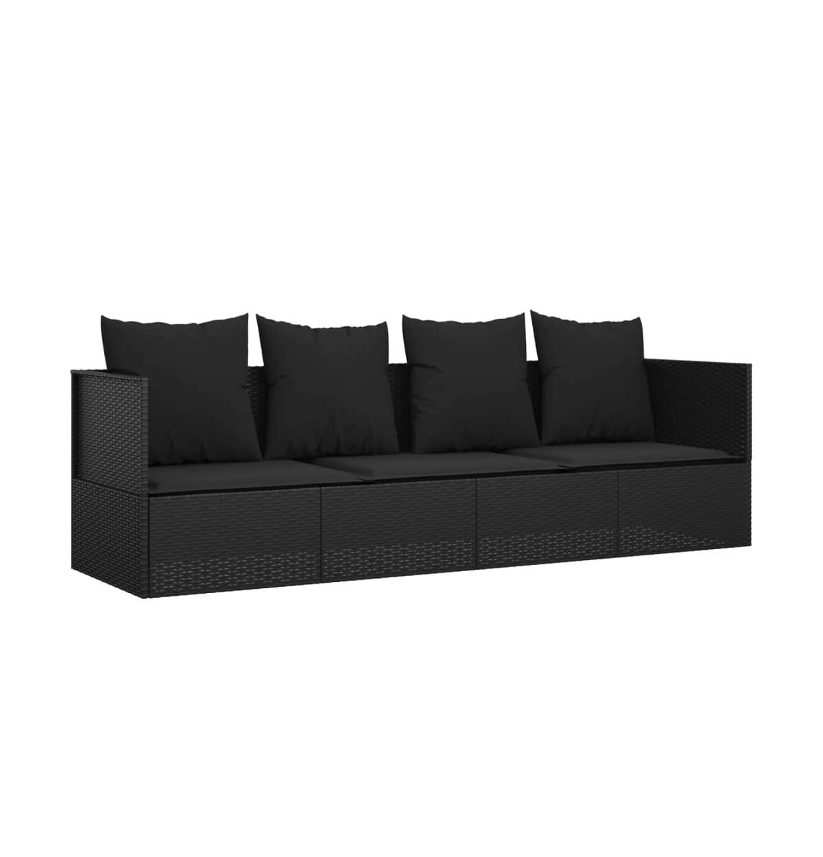 Click here for Outdoor Lounge Bed Black Pe Rattan Large Adjustabl... prices