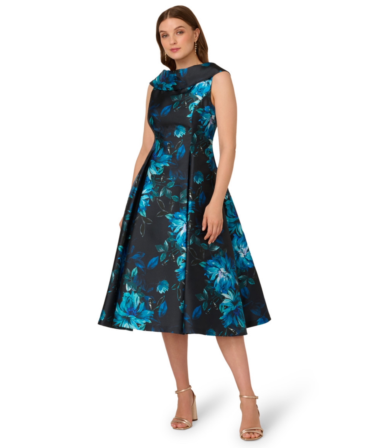Click here for Adrianna Papell Womens Boat Neck Midi Dress - Navy... prices