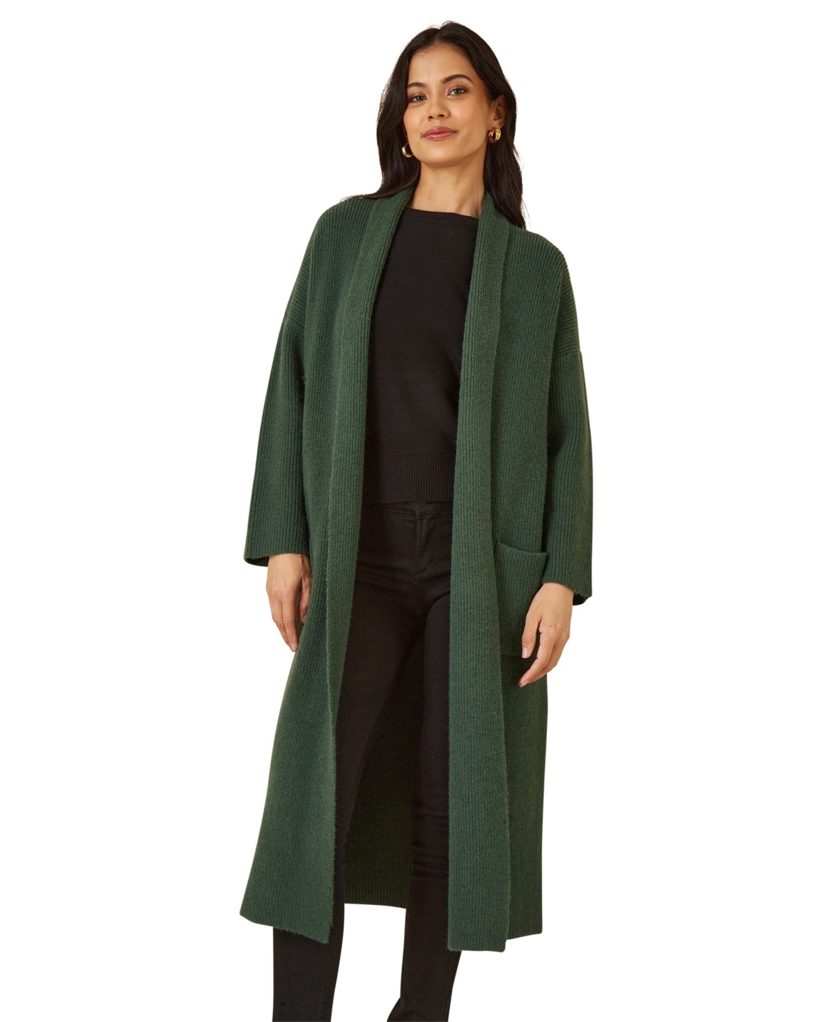 Click here for Yumi Knitted Maxi Cardigan With Pockets - Green prices