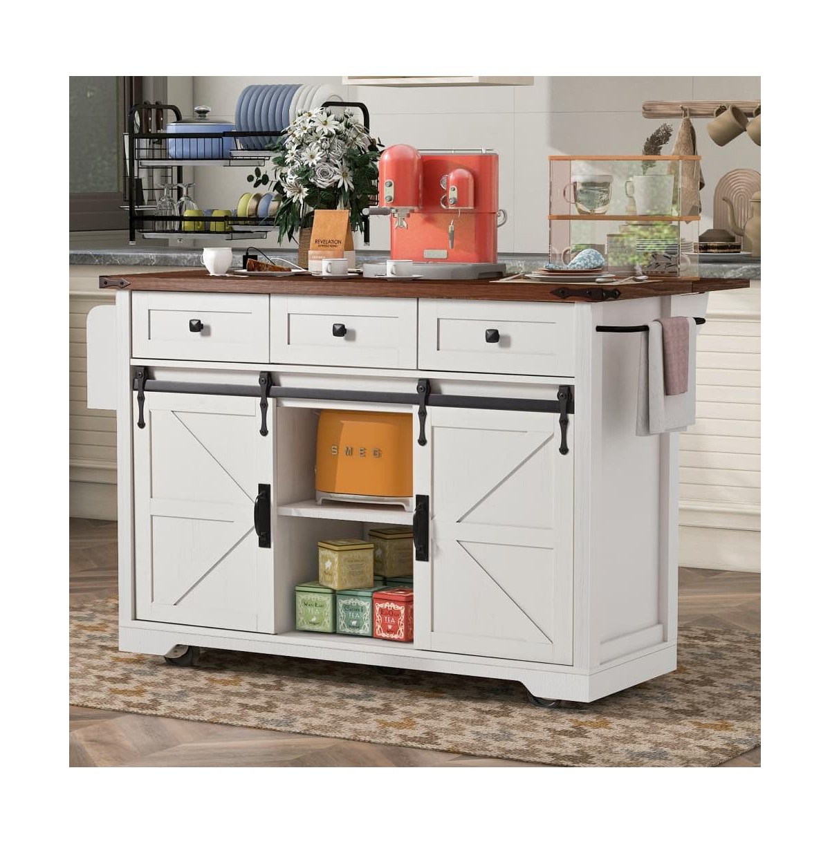 Click here for Maison Boucle 53.7 Farmhouse Kitchen Island with D... prices