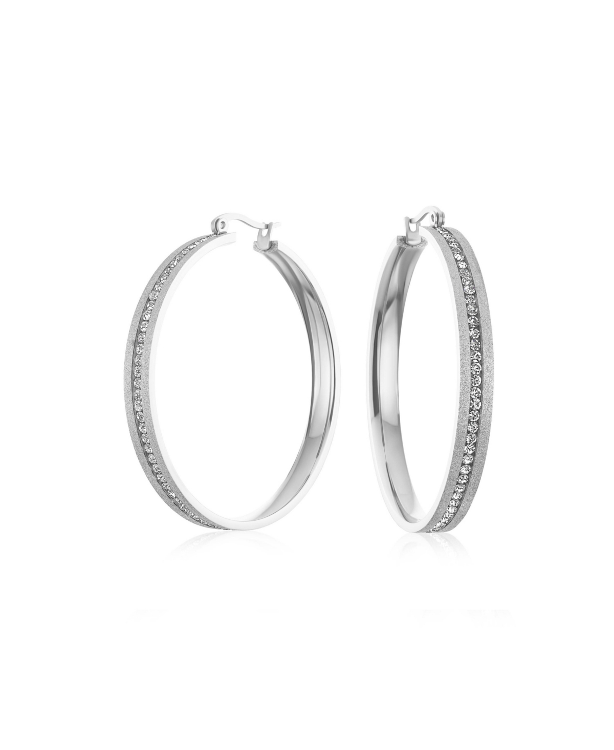 Click here for Bling Jewelry Round Channel Set Cz Large Hoop Earr... prices