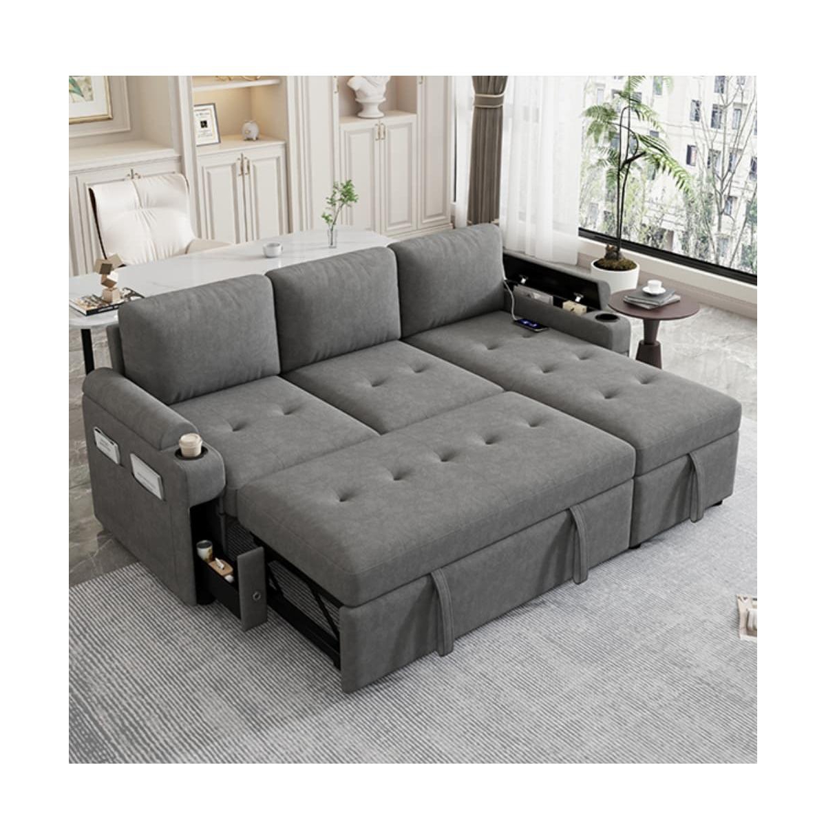 Click here for Maison Boucle 83.5 L-Shaped Sleeper Sofa Bed with... prices