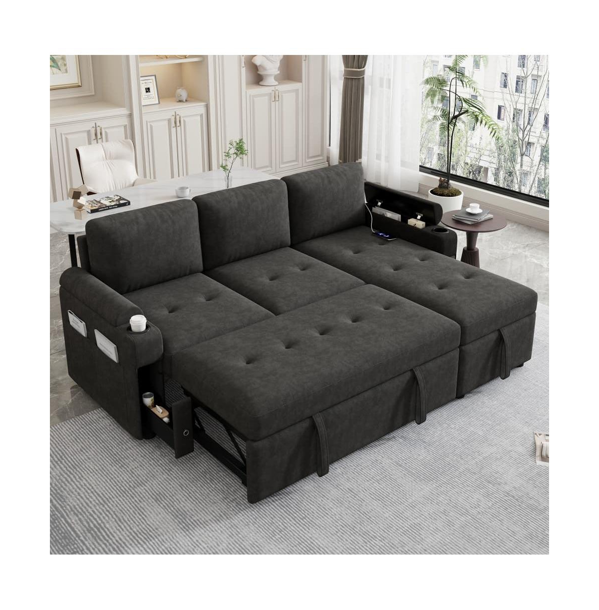 Click here for Maison Boucle 83.5 L-Shaped Sleeper Sofa Bed with... prices
