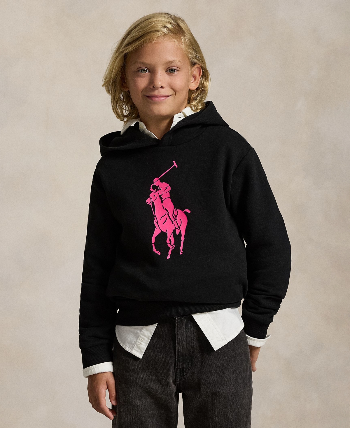 Polo Ralph Lauren Big Boys Pink Pony Fleece Hoodie - Polo Black