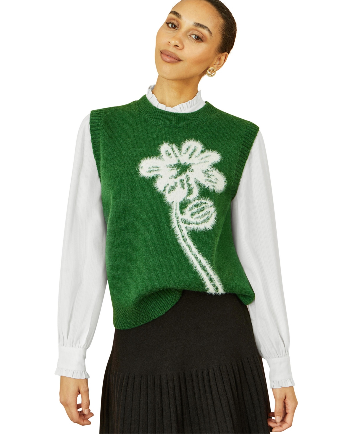 Click here for Yumi Womens Knitted Floral Sleeveless Sweater Vest... prices