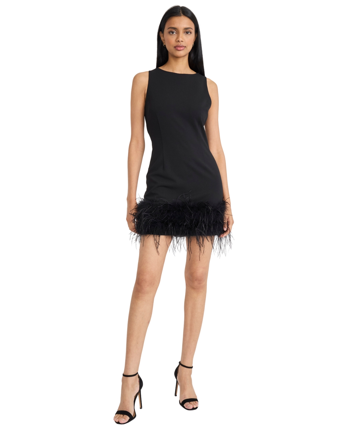 Click here for Donna Morgan Womens Feather Bottom Mini Dress - Bl... prices