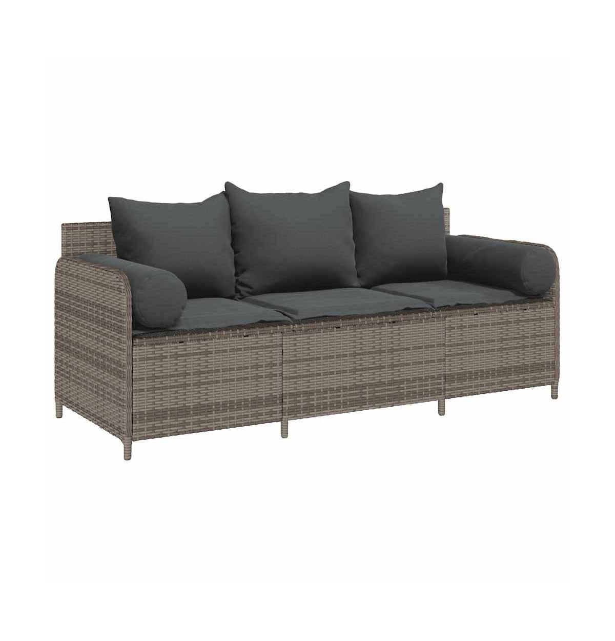 Click here for Garden Sofa Grey Pe rattan 3-Seater Removable Cove... prices