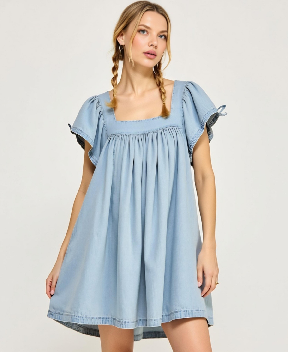 Click here for Modenaire Womens Flutter-Sleeve Babydoll Dress - L... prices
