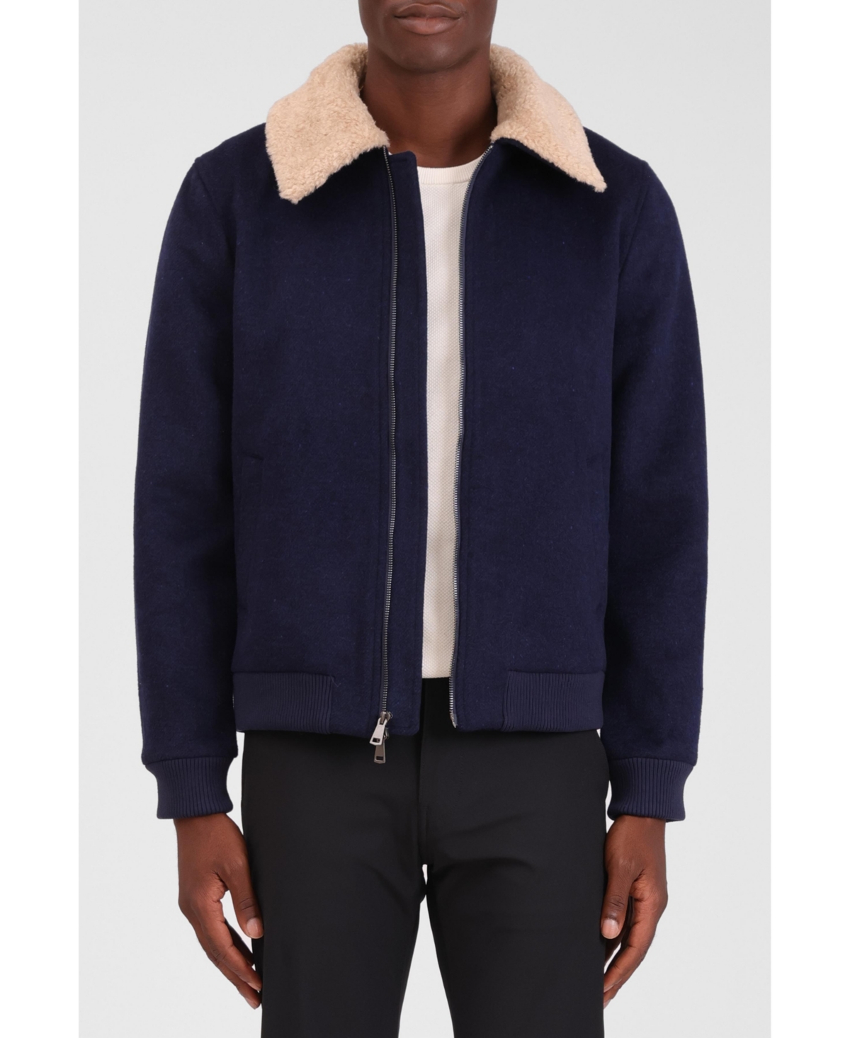 Click here for Bagatelle Homme Mens Wool Blend Faux Fur Collared... prices