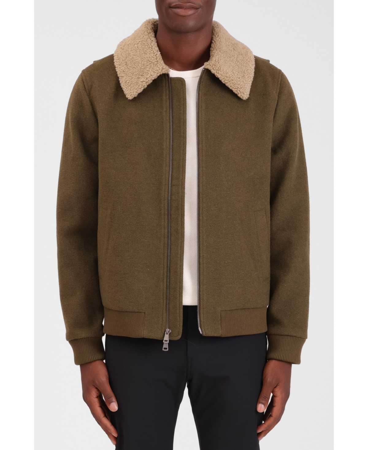 Click here for Bagatelle Homme Mens Wool Blend Faux Fur Collared... prices