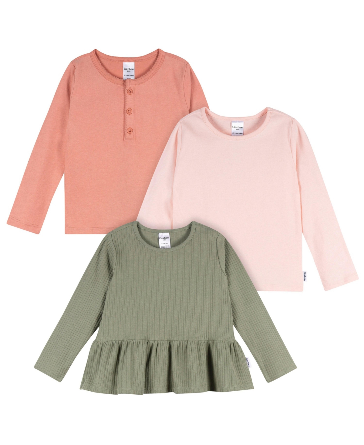 Click here for Gerber Toddler Girls 3-Pack Long Sleeve Shirts  Gr... prices