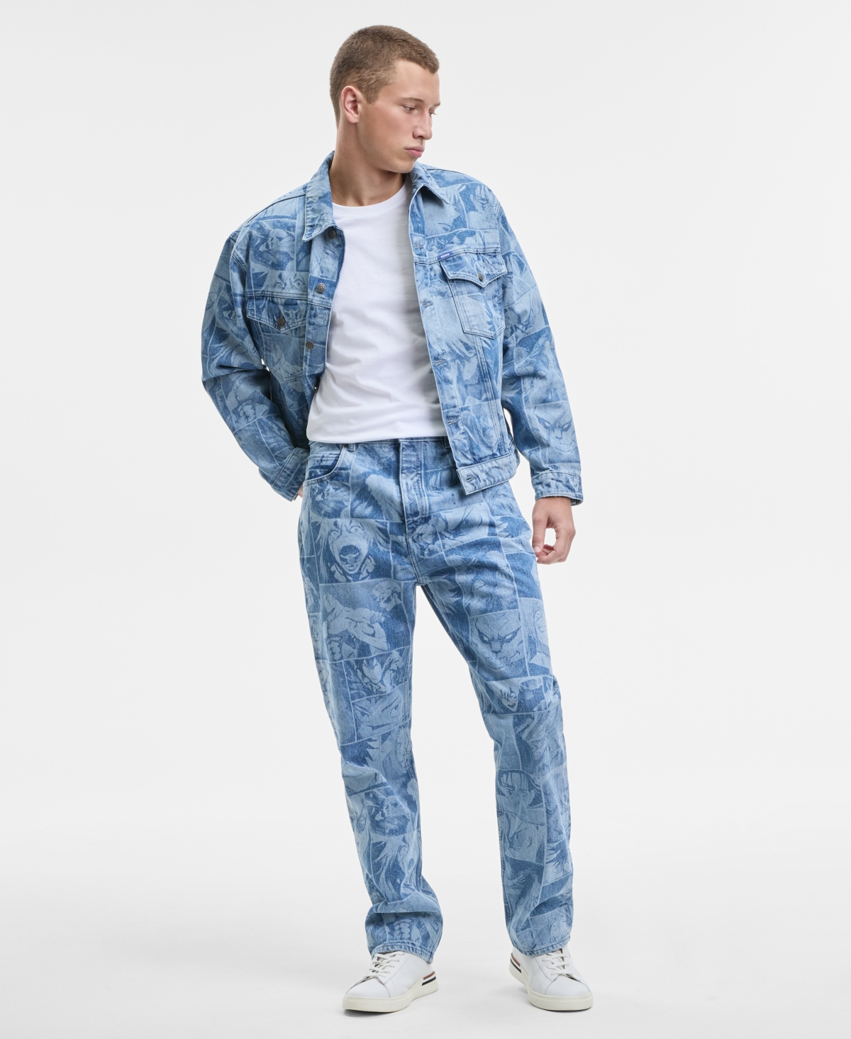 Click here for Hugo Boss Mens Nate Straight-Fit Laser Printed Jea... prices