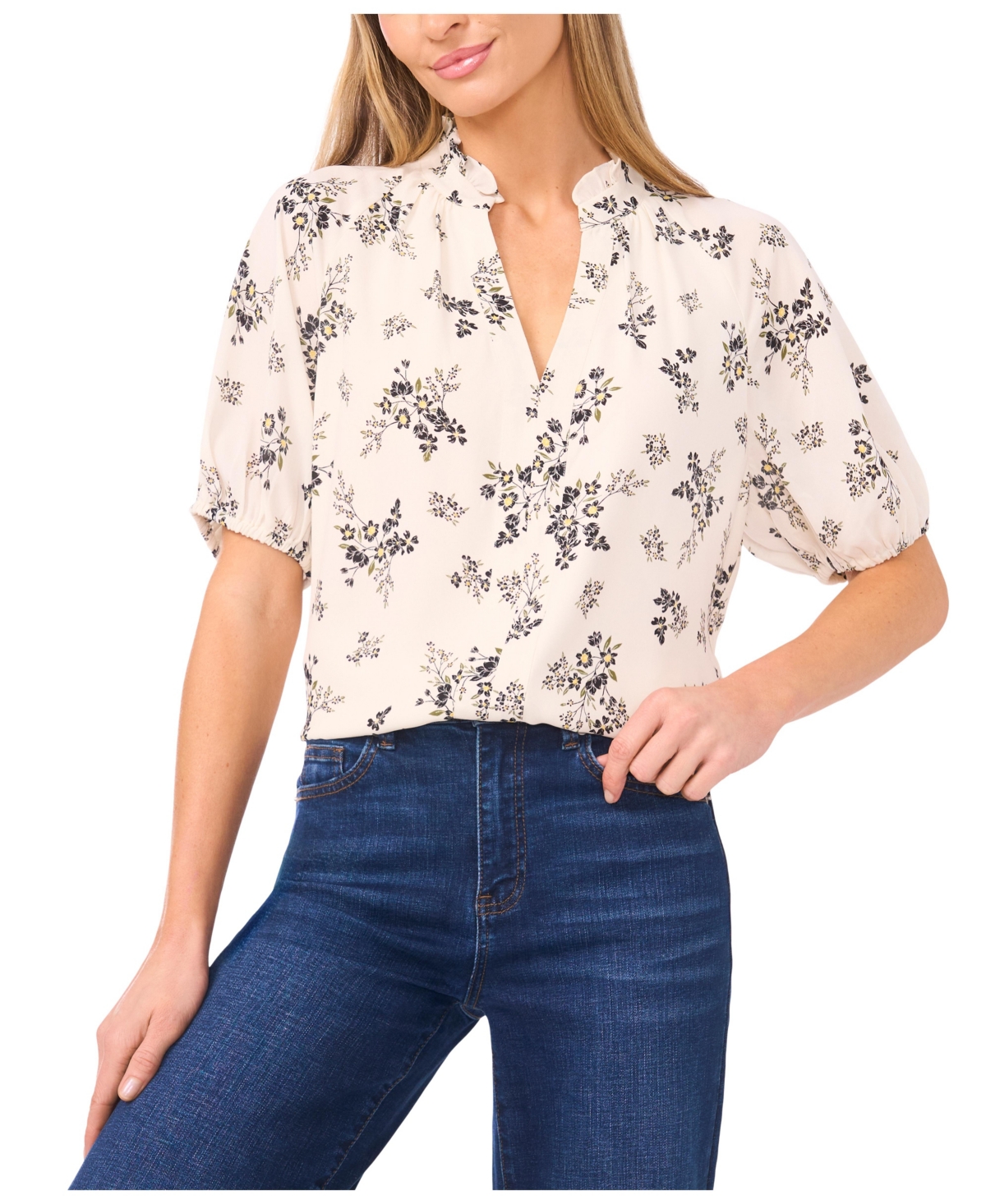 Click here for CeCe Womens Split Neck Raglan Sleeve Top - Butterc... prices