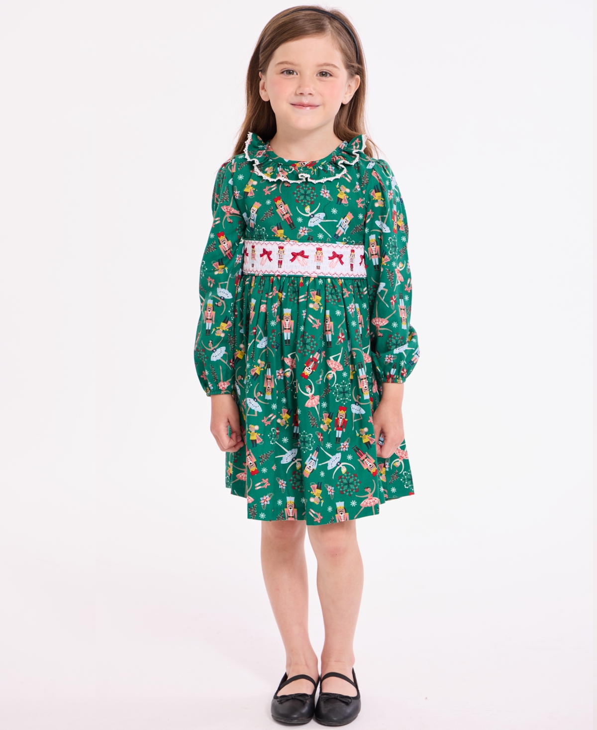 Click here for Bonnie Jean Girls 2T-6X Nutcracker Print Smocked D... prices