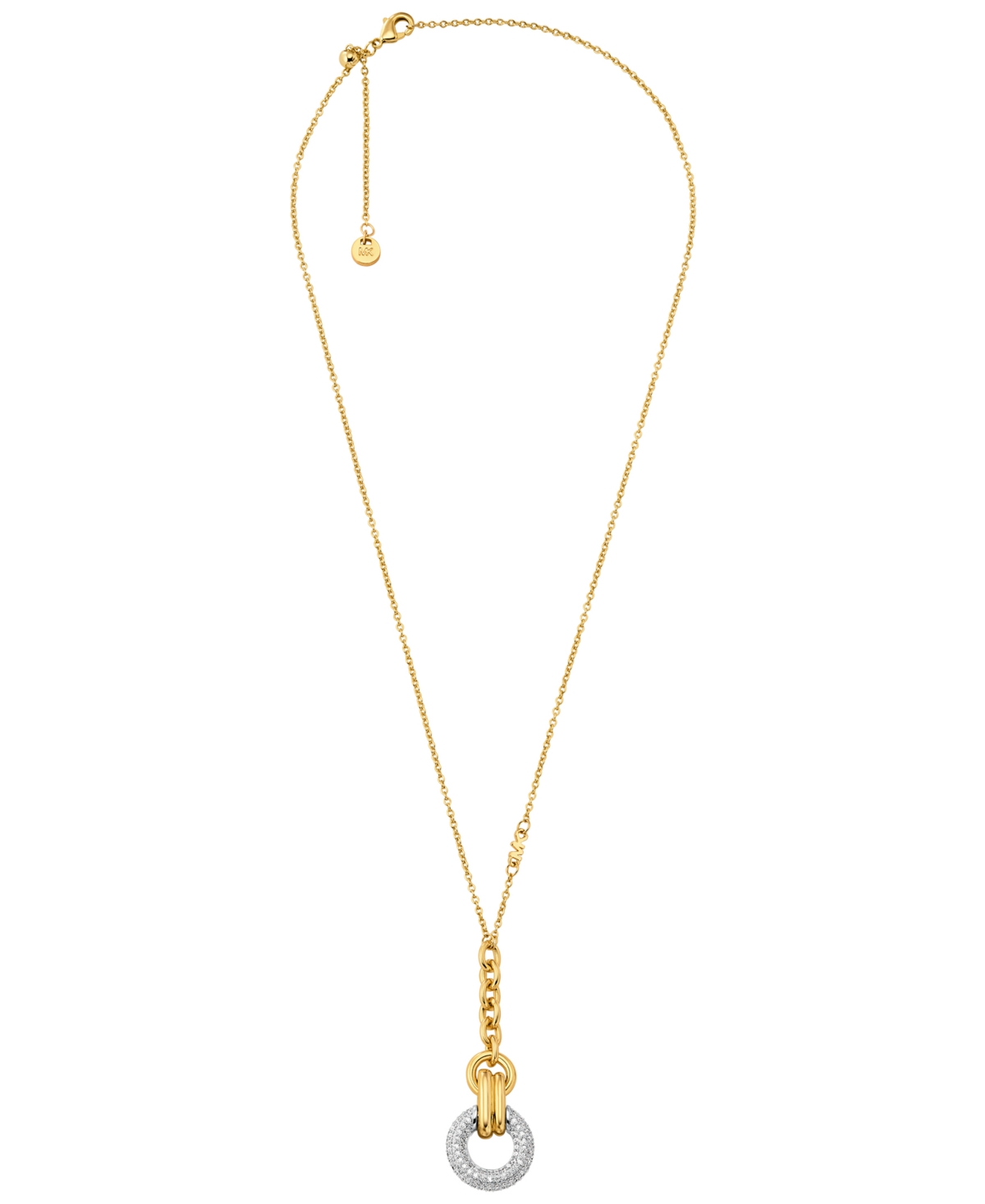 Click here for Michael Kors Two Tone Pave Y-Neck Torus Pendant Ne... prices