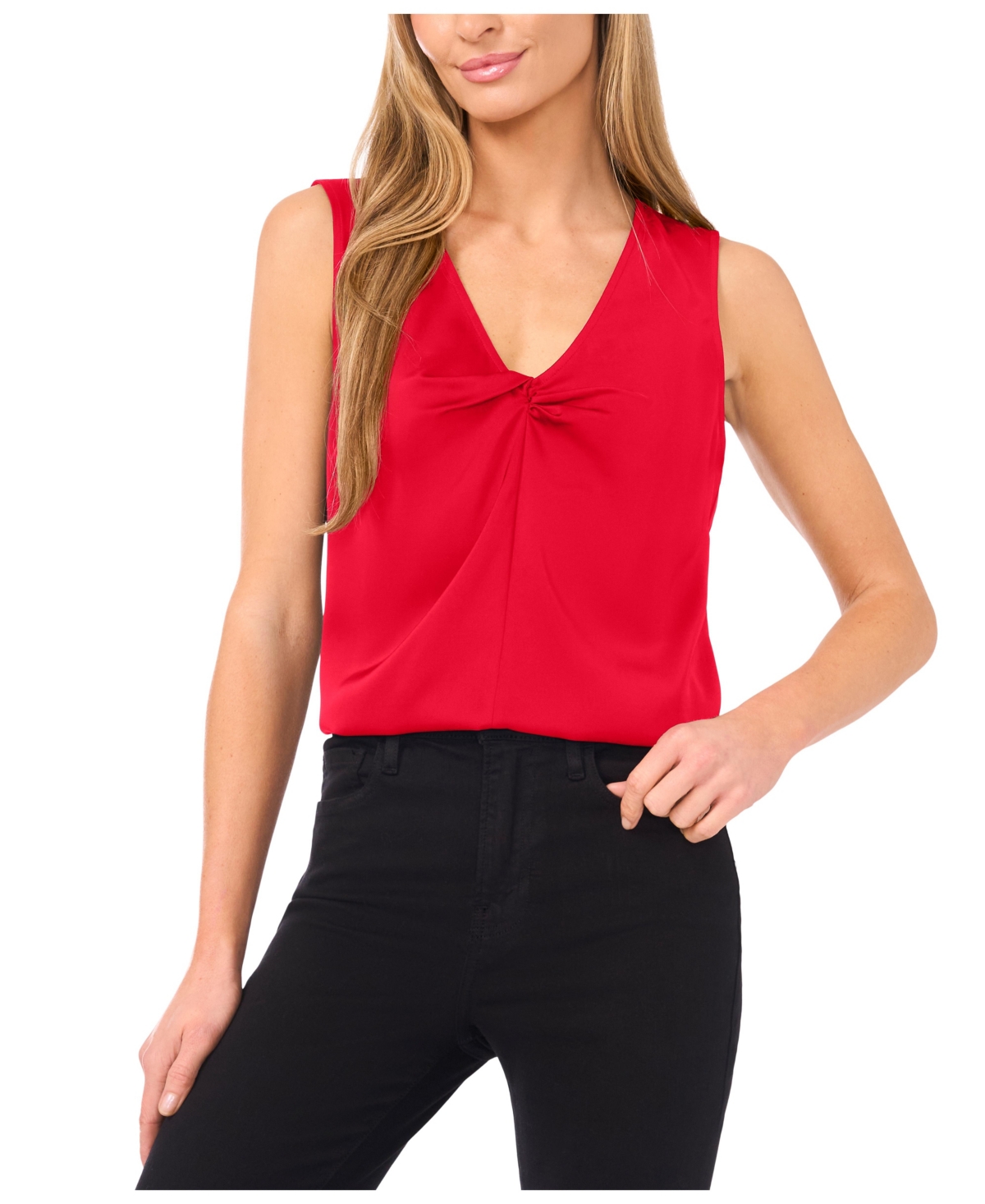 Click here for CeCe Womens Twist V-Neck Sleeveless Top - Stopligh... prices