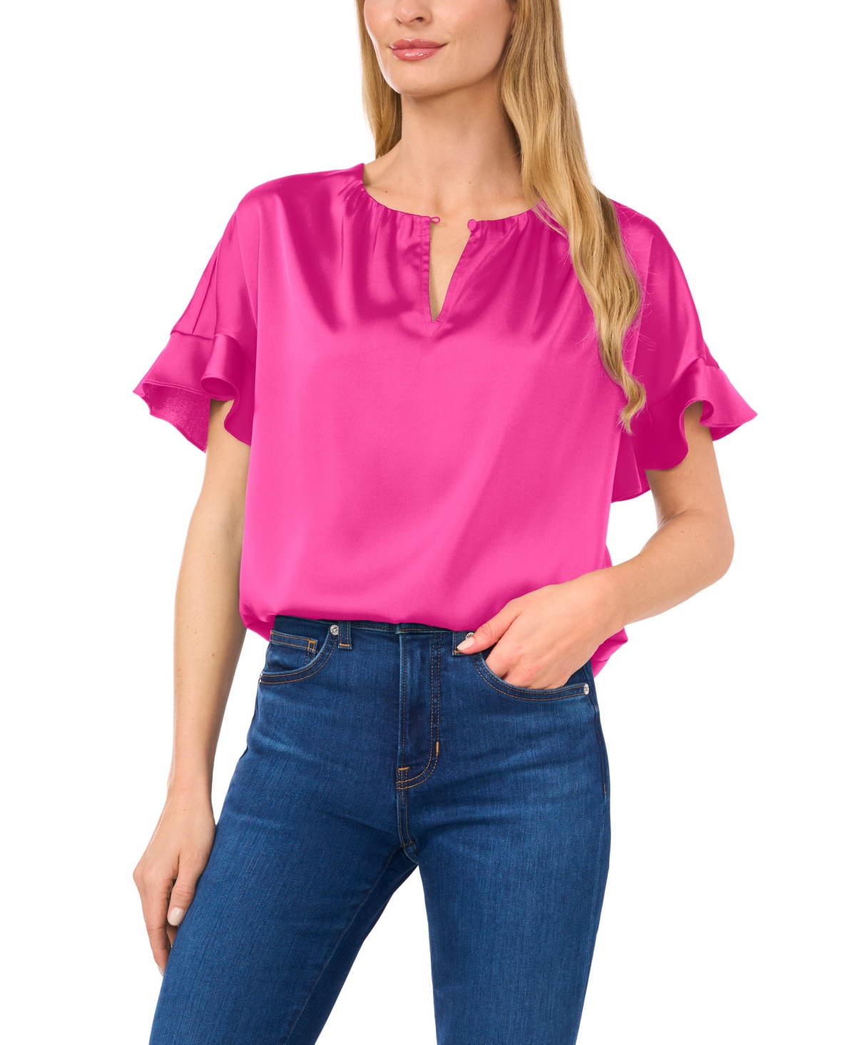 Click here for CeCe Womens Short-Sleeve Flutter Blouse - Deep Orc... prices