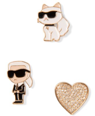 KARL LAGERFELD PARIS 3-Pc. Gold-Tone Ikon Trio Pin - Macy's