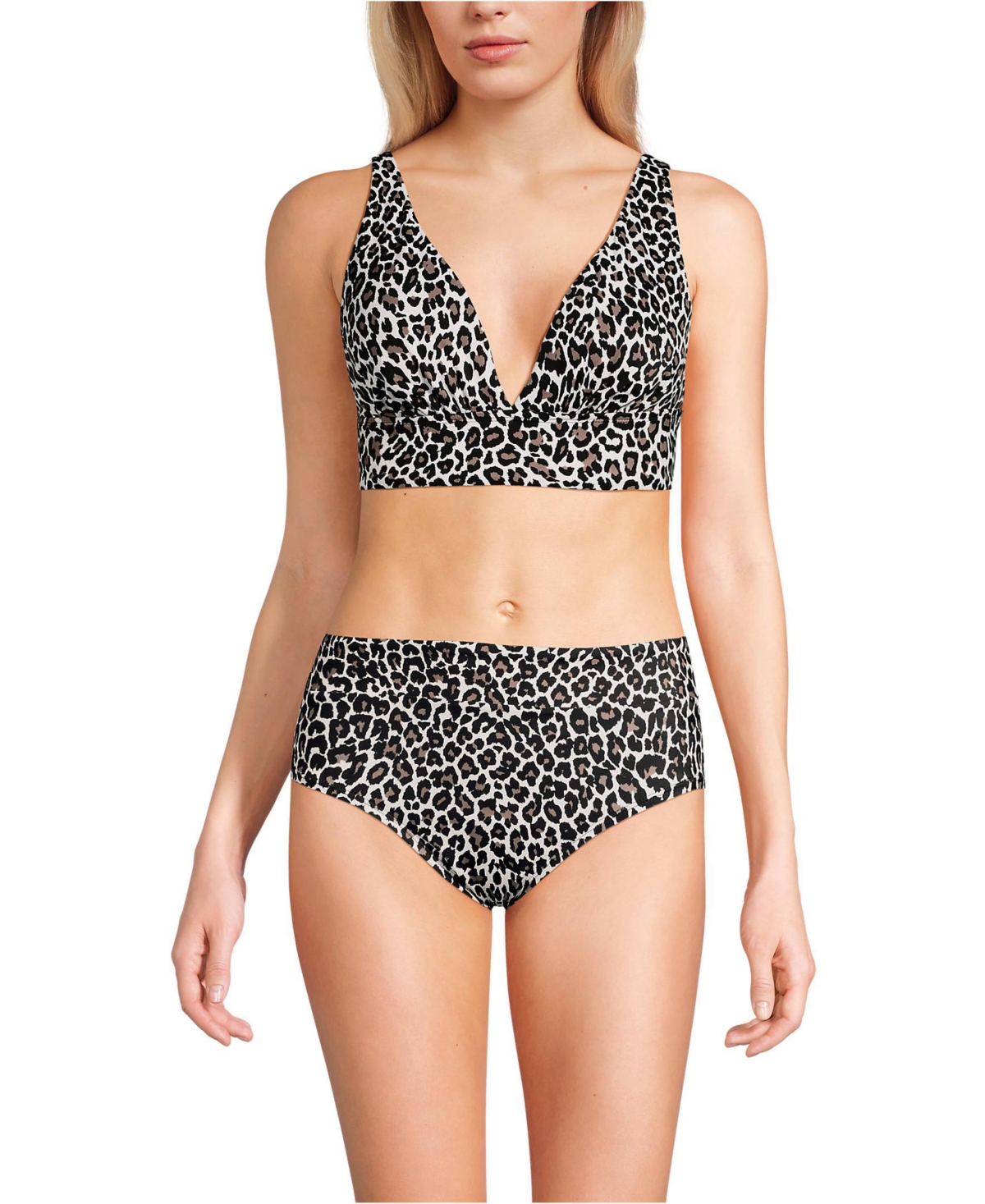 Click here for Lands End Womens Plunge Bikini Top - Black leopard prices