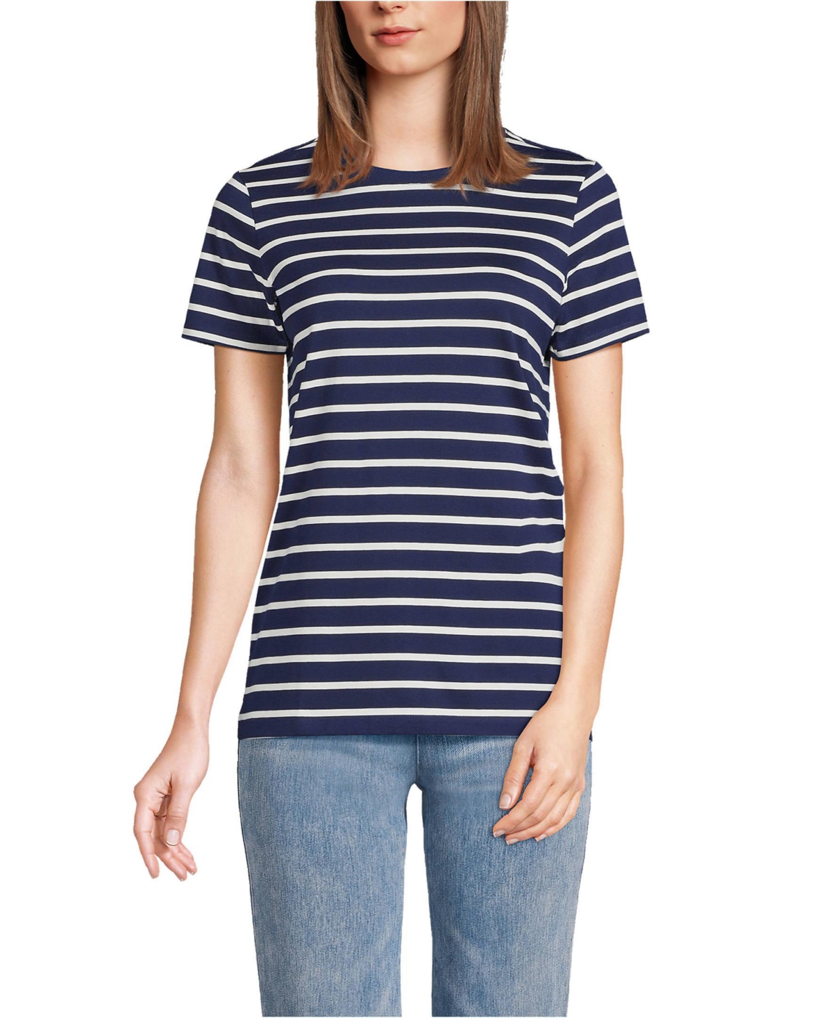 Click here for Lands End Womens Supima Cotton Crewneck T-Shirt -... prices