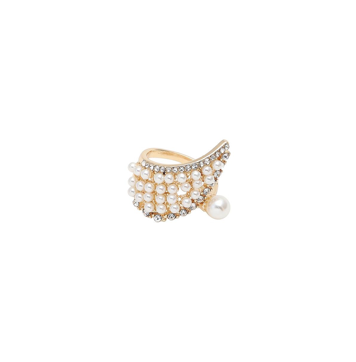 Click here for Sohi Womens White Pearl Cluster Cocktail Ring - Wh... prices