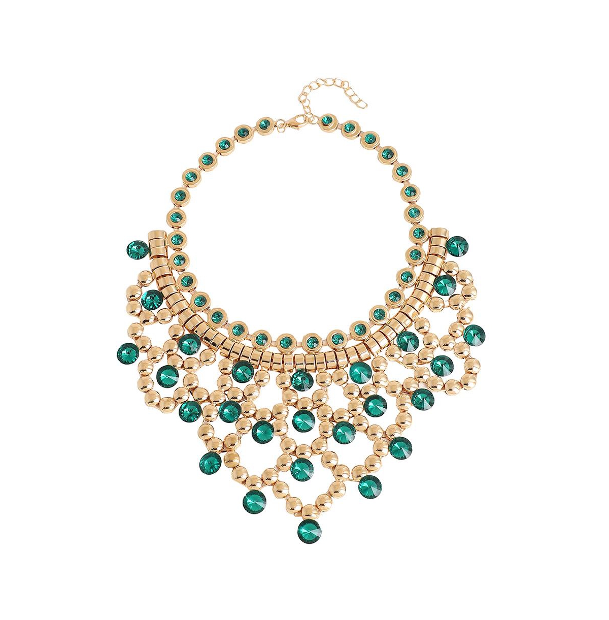 Click here for Sohi Womens Gold Jewel Statement Necklace - Green prices