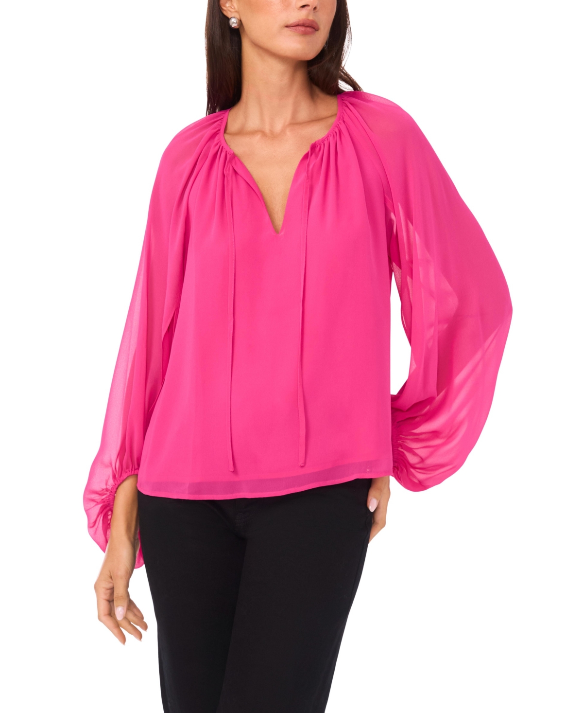 Click here for Vince Camuto Womens Balloon Sleeve V-Neck Top - Wi... prices