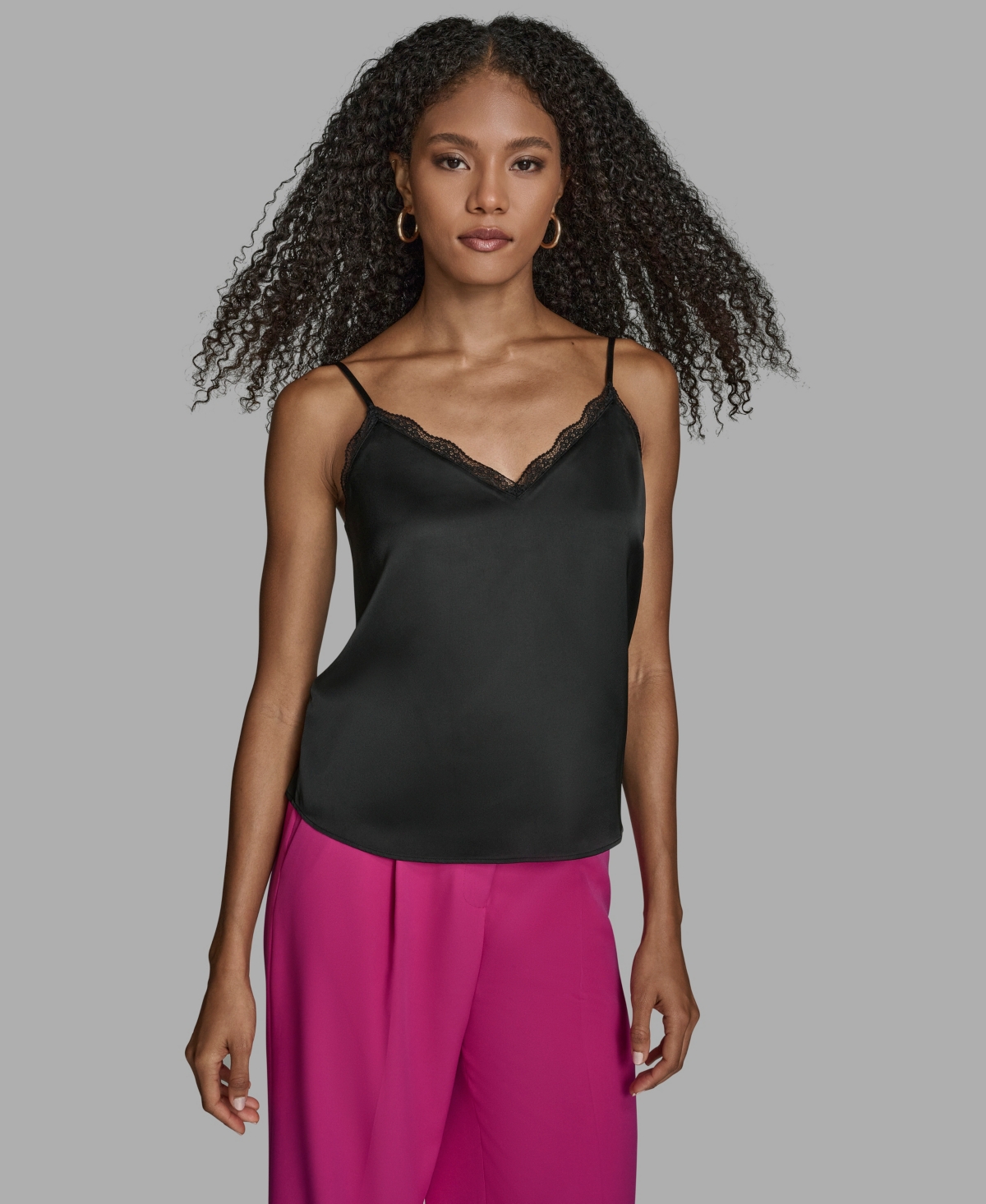 Click here for Bcbg Womens Lace Detail V-Neck Camisole Top - Blac... prices