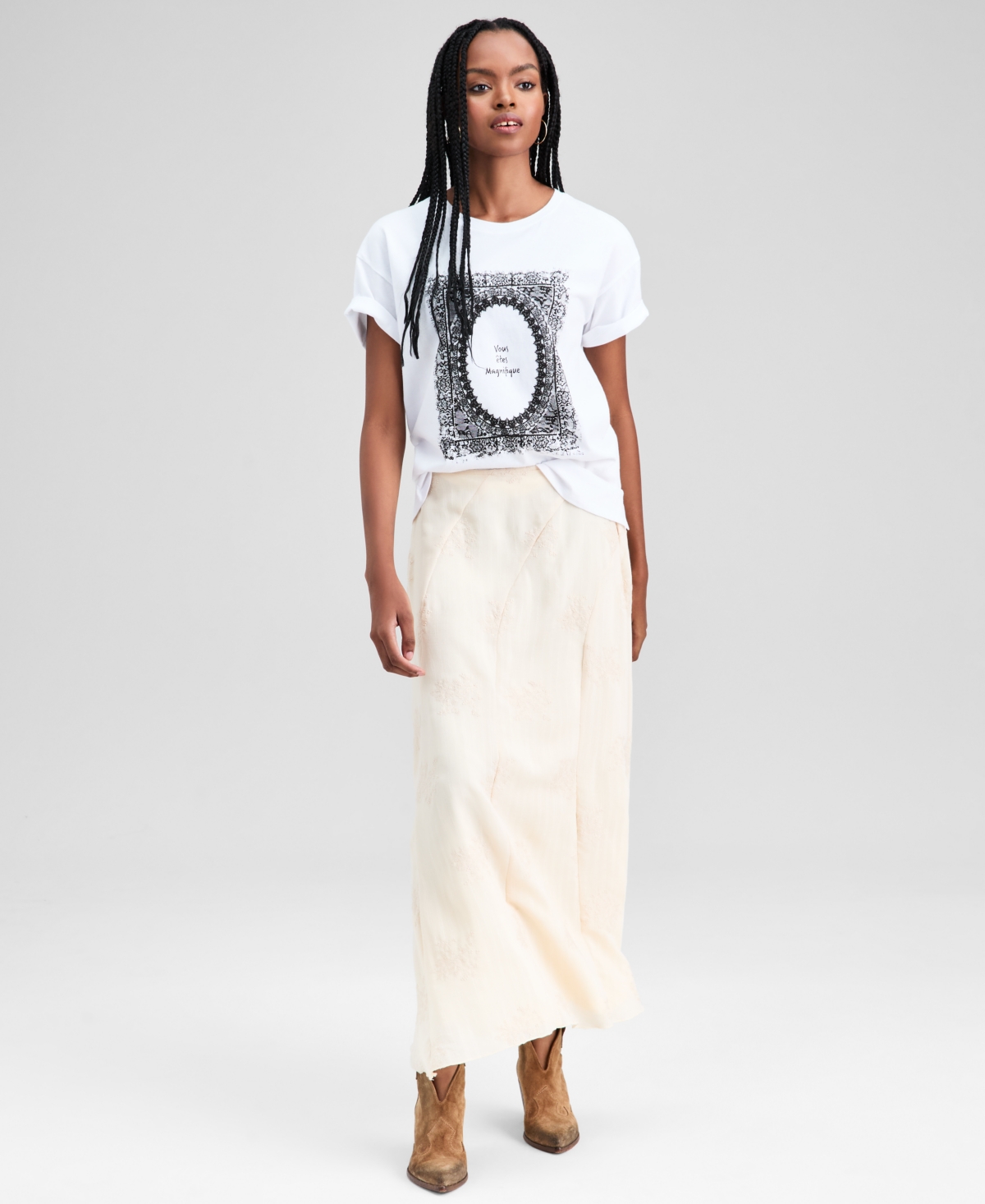 Click here for And Now This Womens Embroidered Paneled Maxi Skirt... prices