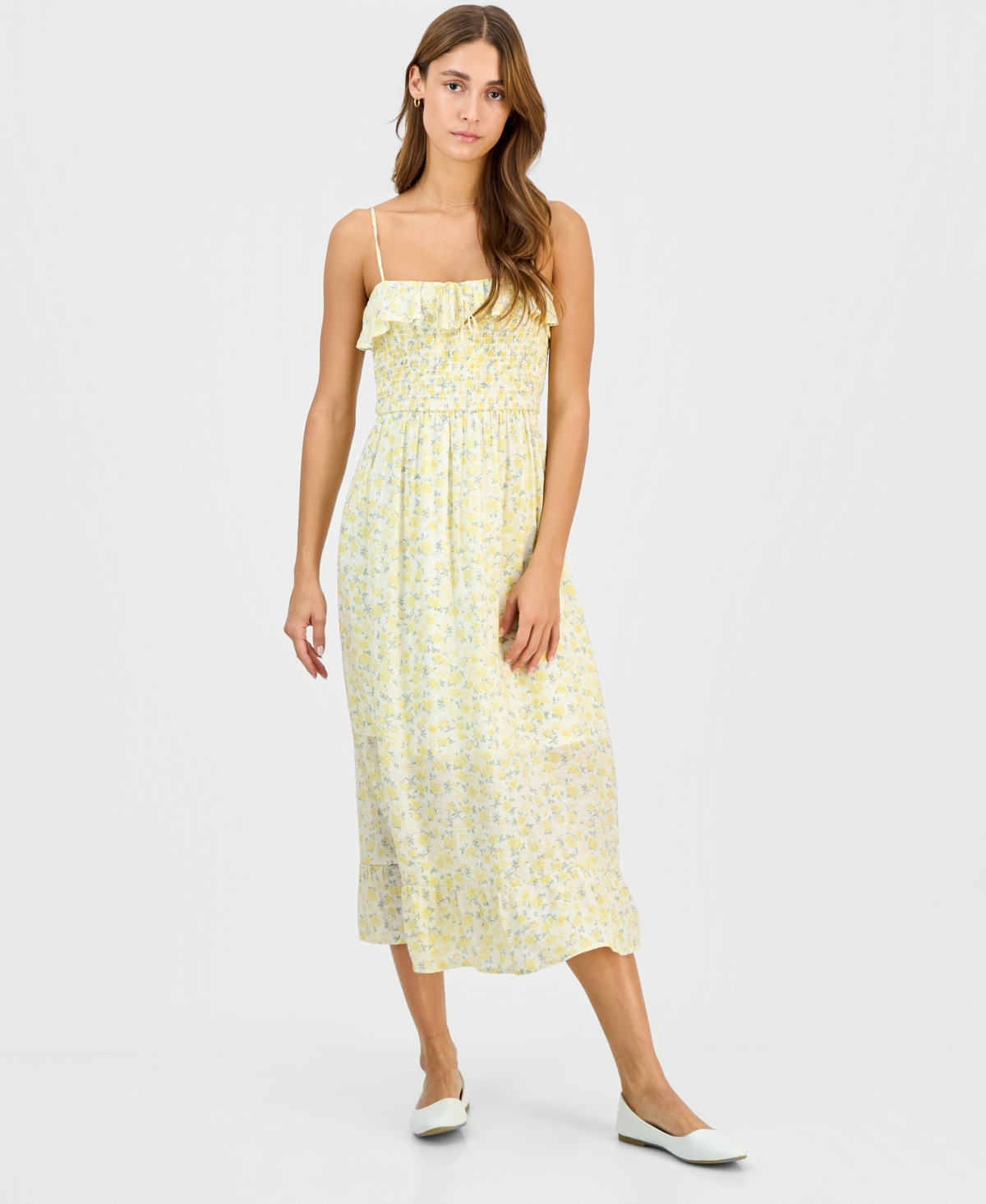 Click here for Sincerely Jules Juniors Smocked Ruffled Floral Mid... prices