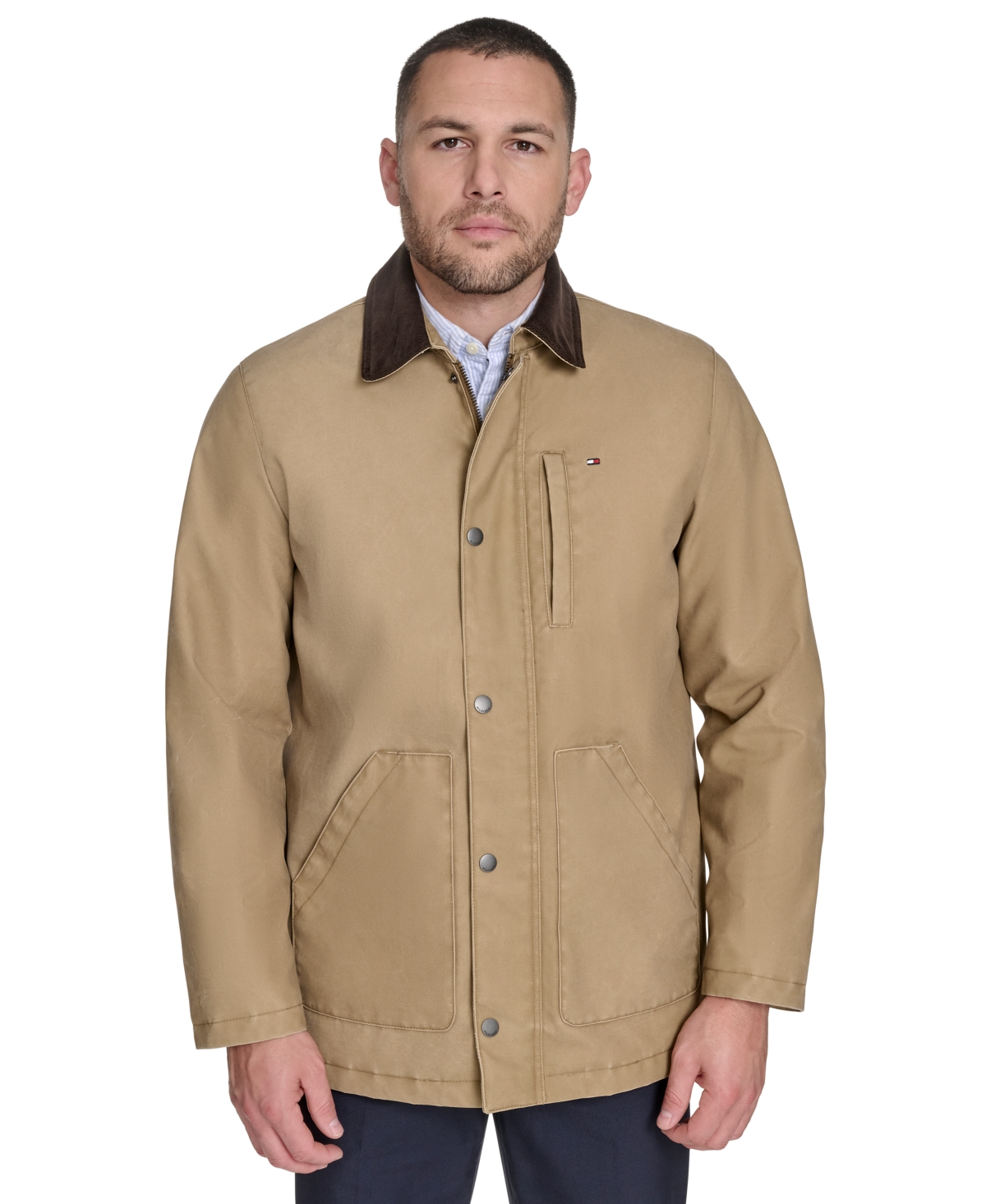Click here for Tommy Hilfiger Mens Collared Barn Coat - Sand prices
