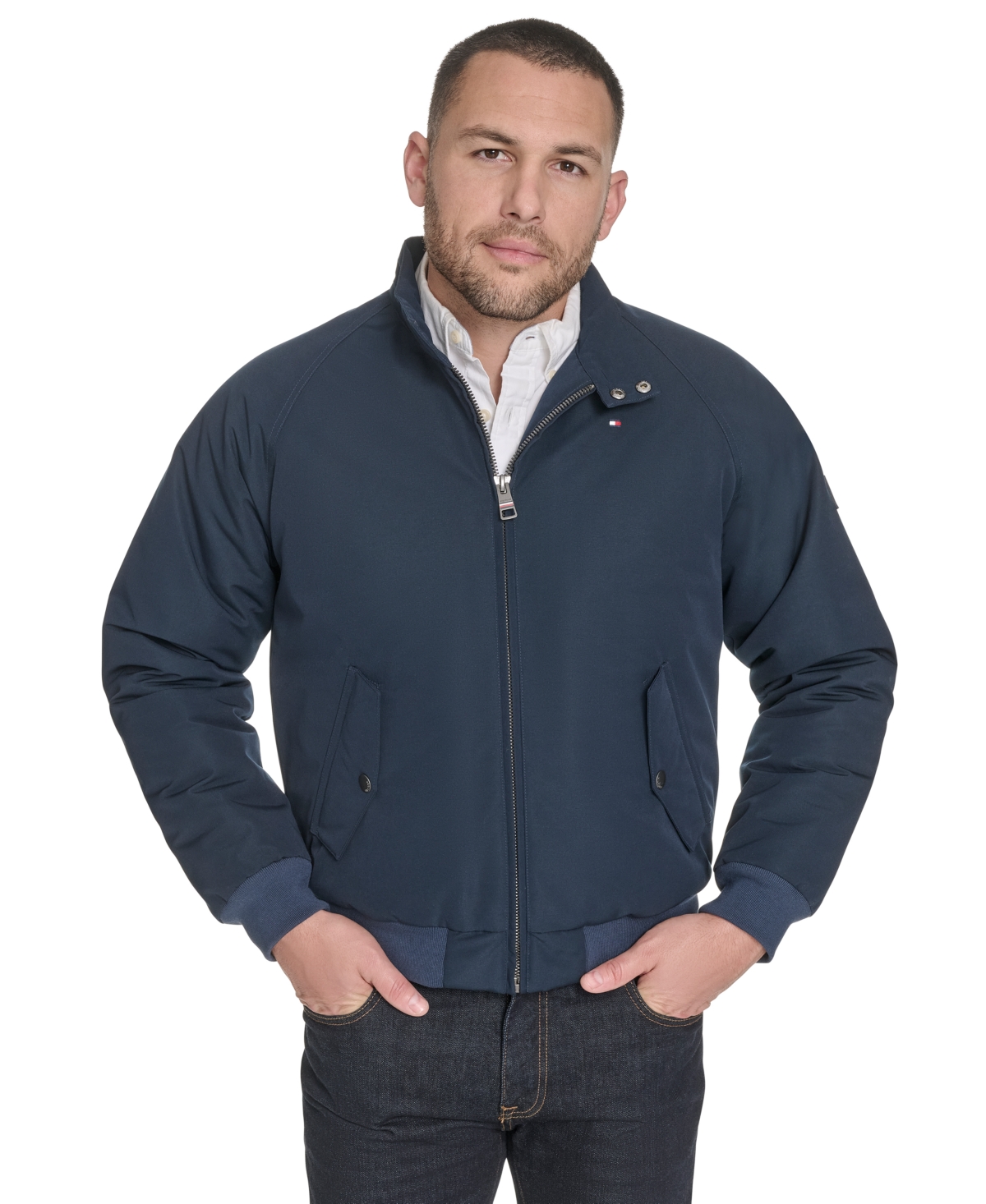 Click here for Tommy Hilfiger Mens Logo Detail Bomber Jacket - Na... prices