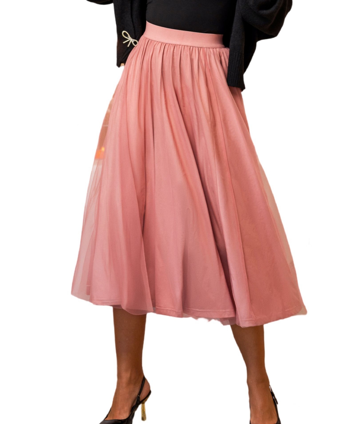 Click here for Cupshe Womens A Line Mesh Midi Skirt - Pink prices