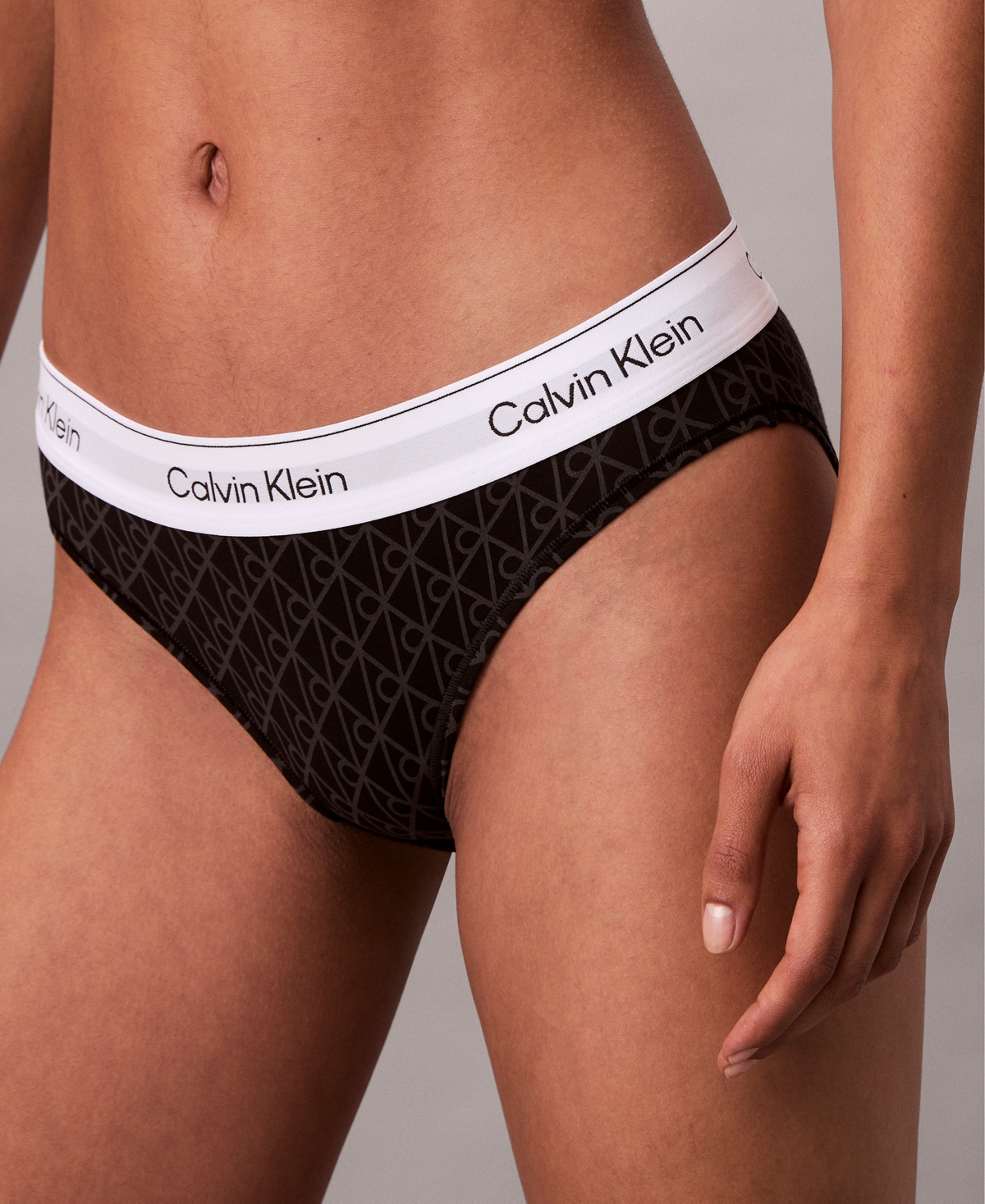 Calvin Klein Womens Ck Icon Cotton Modal Bikini Underwear QF8520 - Black Logo