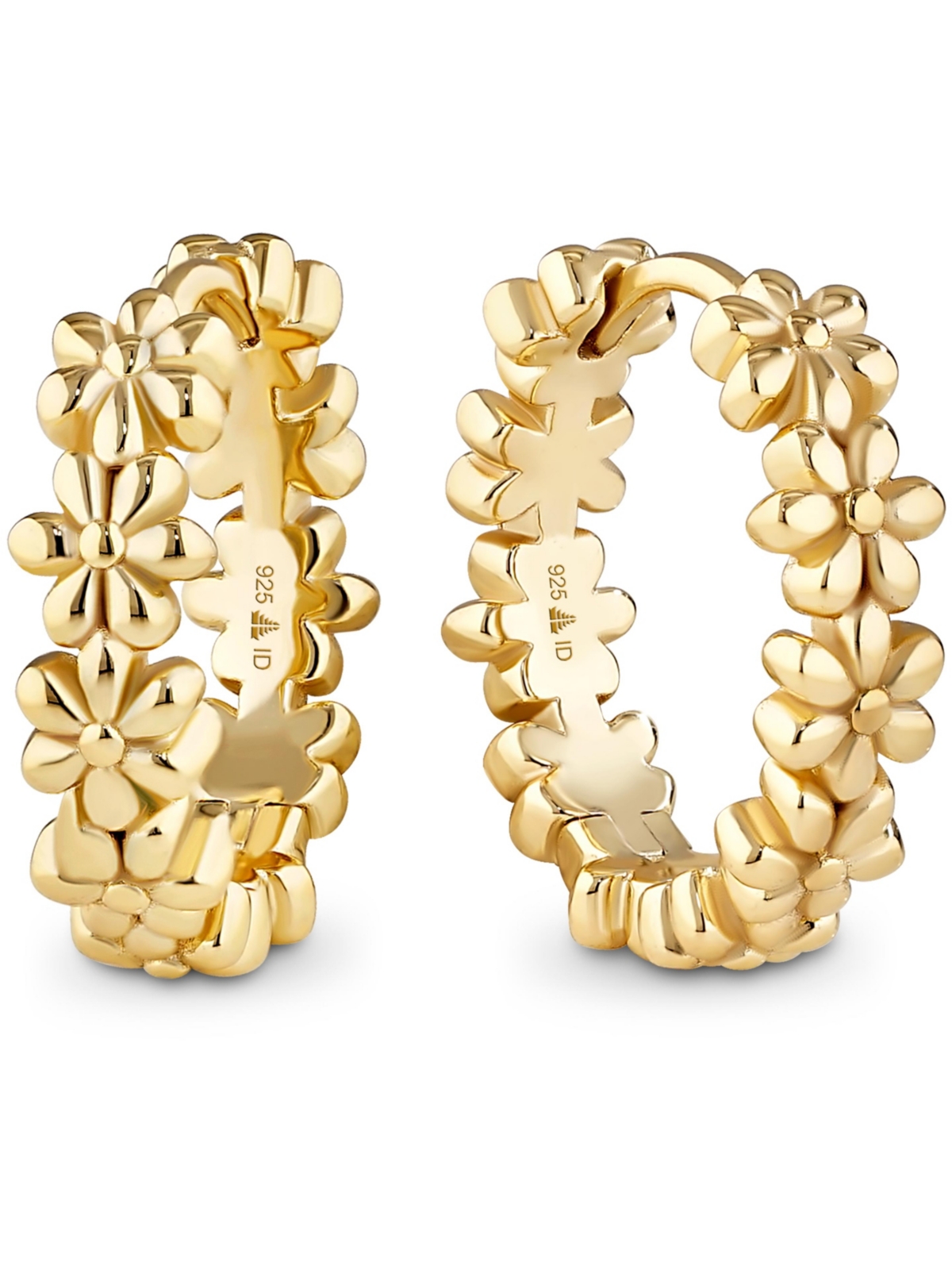 Click here for Devata Daisy Flower Hoop Earrings in Gold Plated S... prices