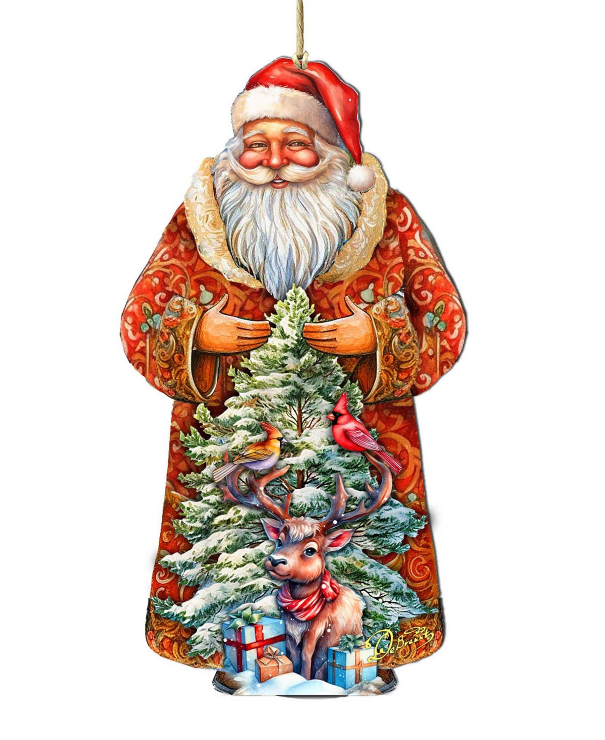Click here for Designocracy Santa with Forest Friends Wooden Orna... prices