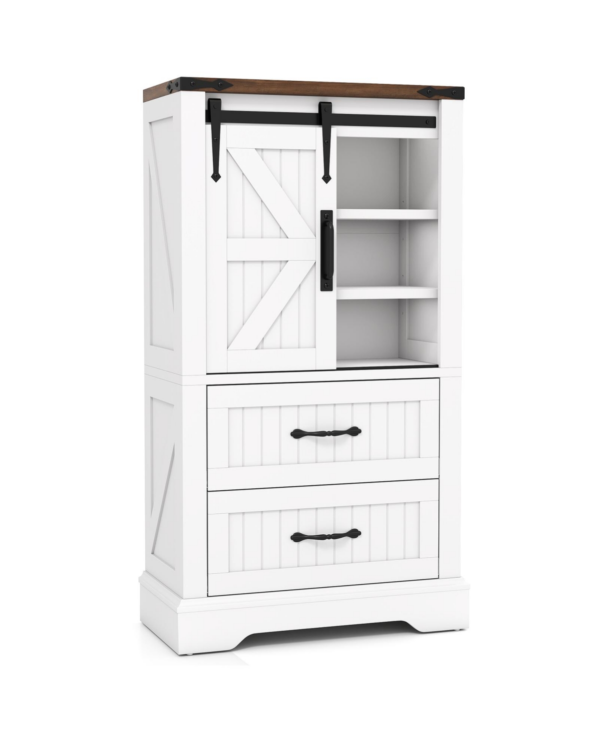 Click here for Gymax Farmhouse Bathroom Floor Cabinet w/Sliding D... prices