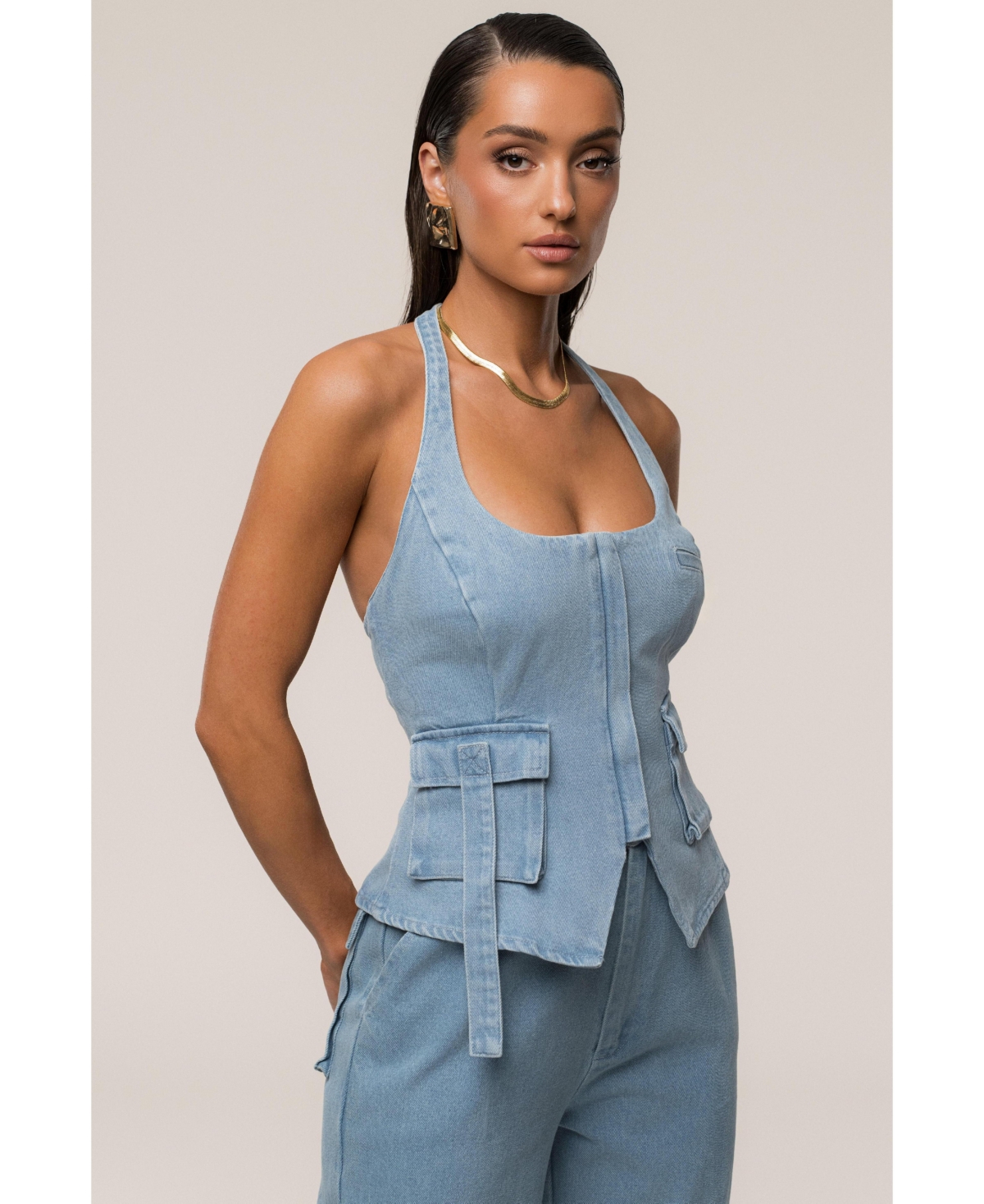 Click here for Jluxlabel Womens Josie Halter Top - Denim prices