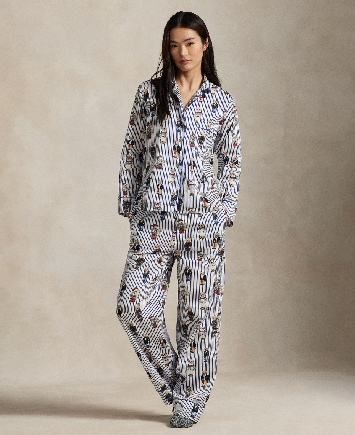 Polo Ralph Lauren Womens Iconic Bear Madison Pajama Set - Blue
