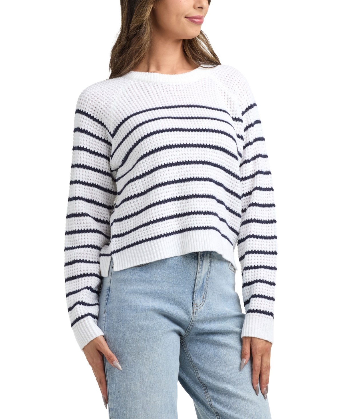 Click here for Bcx Womens Resort Spring Stripe Crew Neck Sweater... prices