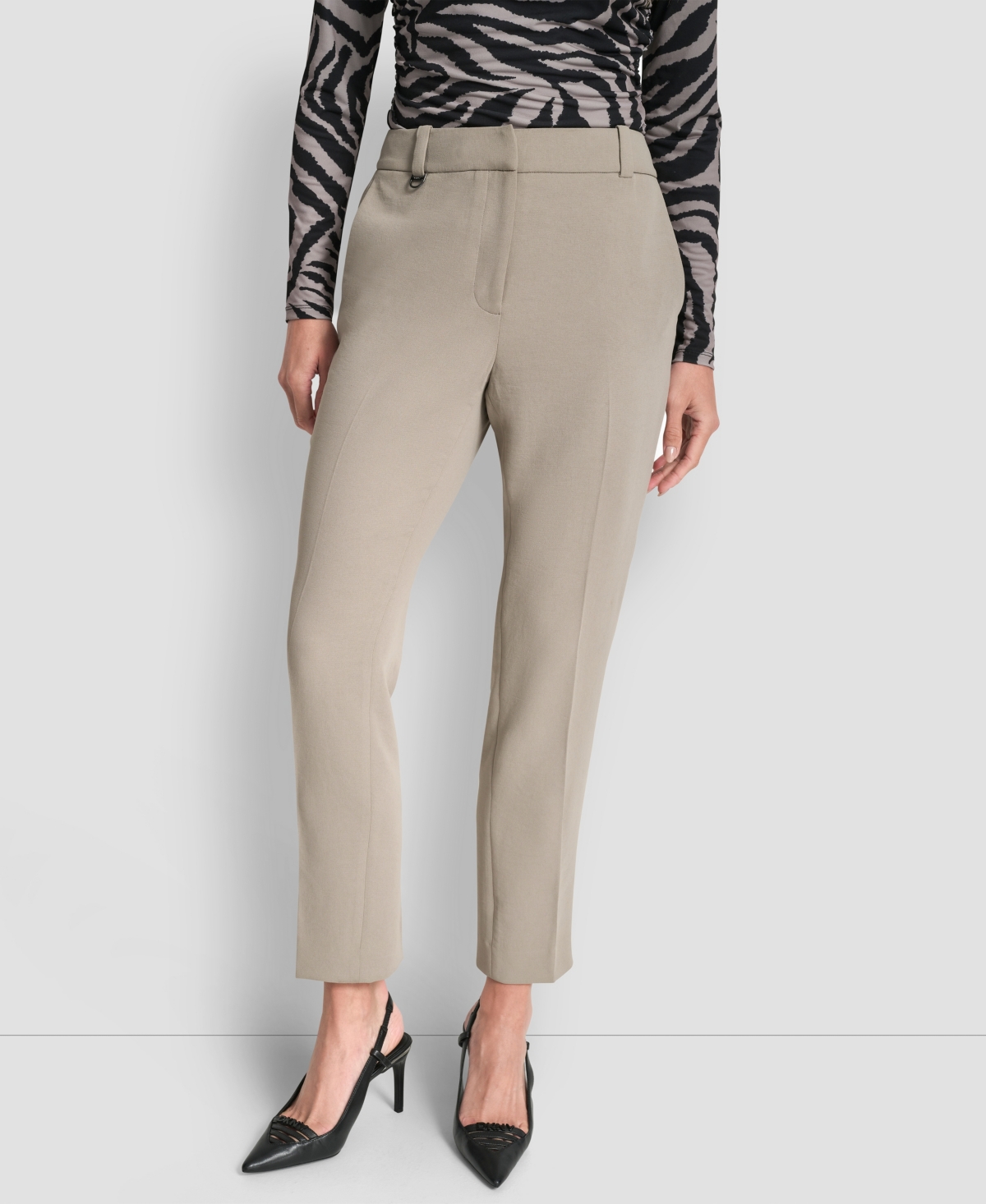Click here for Dkny Womens Essex Ankle Leg Mid Rise Pants - Tan prices