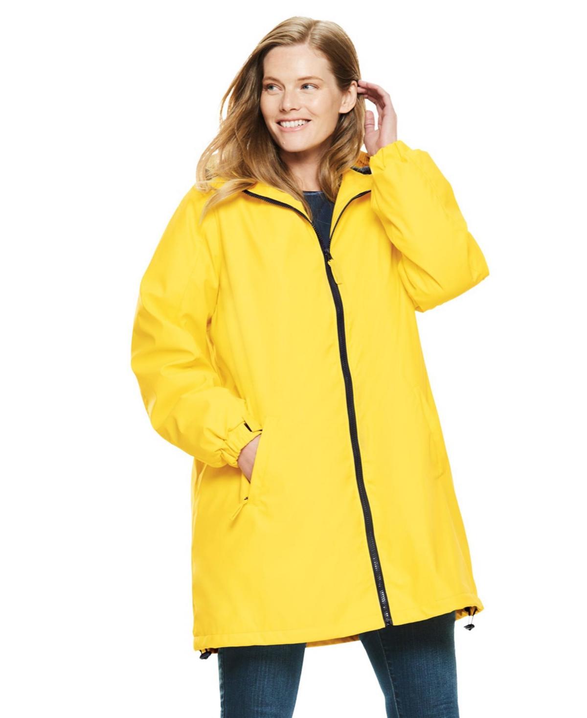 Click here for Woman Within Womens Plus Size Hooded Slicker Rainc... prices