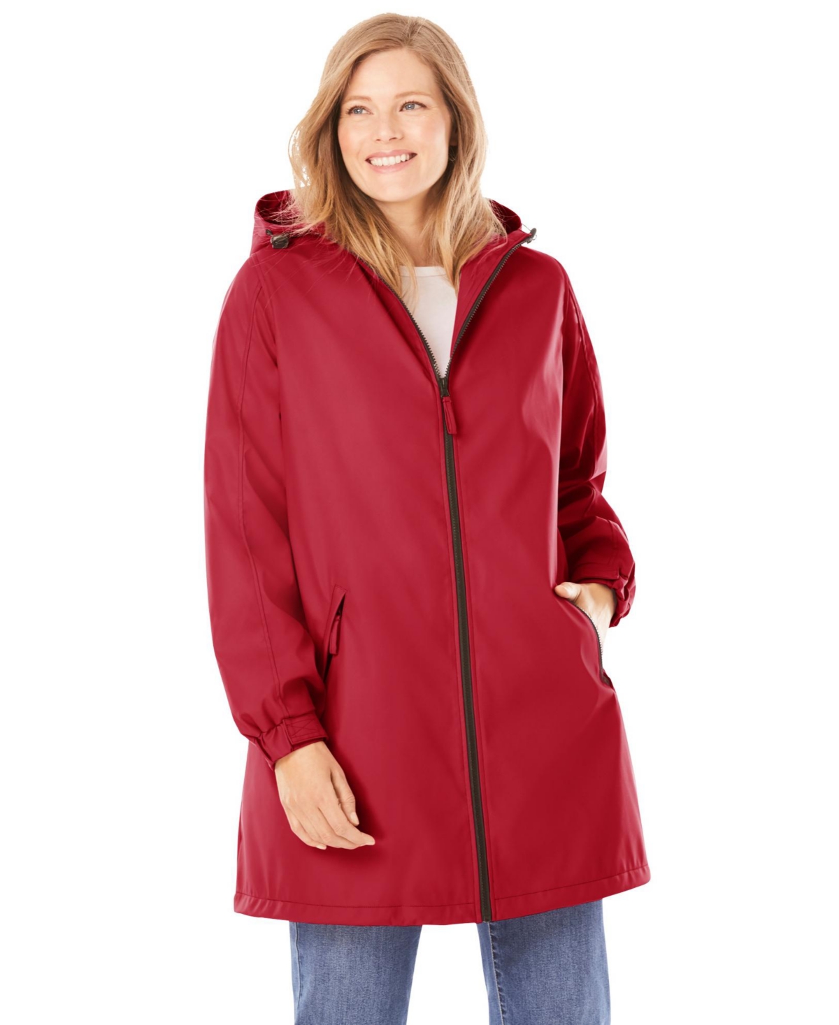 Click here for Woman Within Womens Plus Size Hooded Slicker Rainc... prices