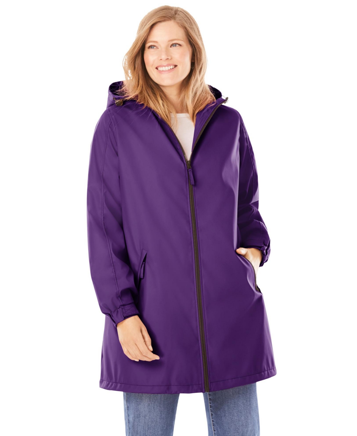 Click here for Woman Within Womens Plus Size Hooded Slicker Rainc... prices