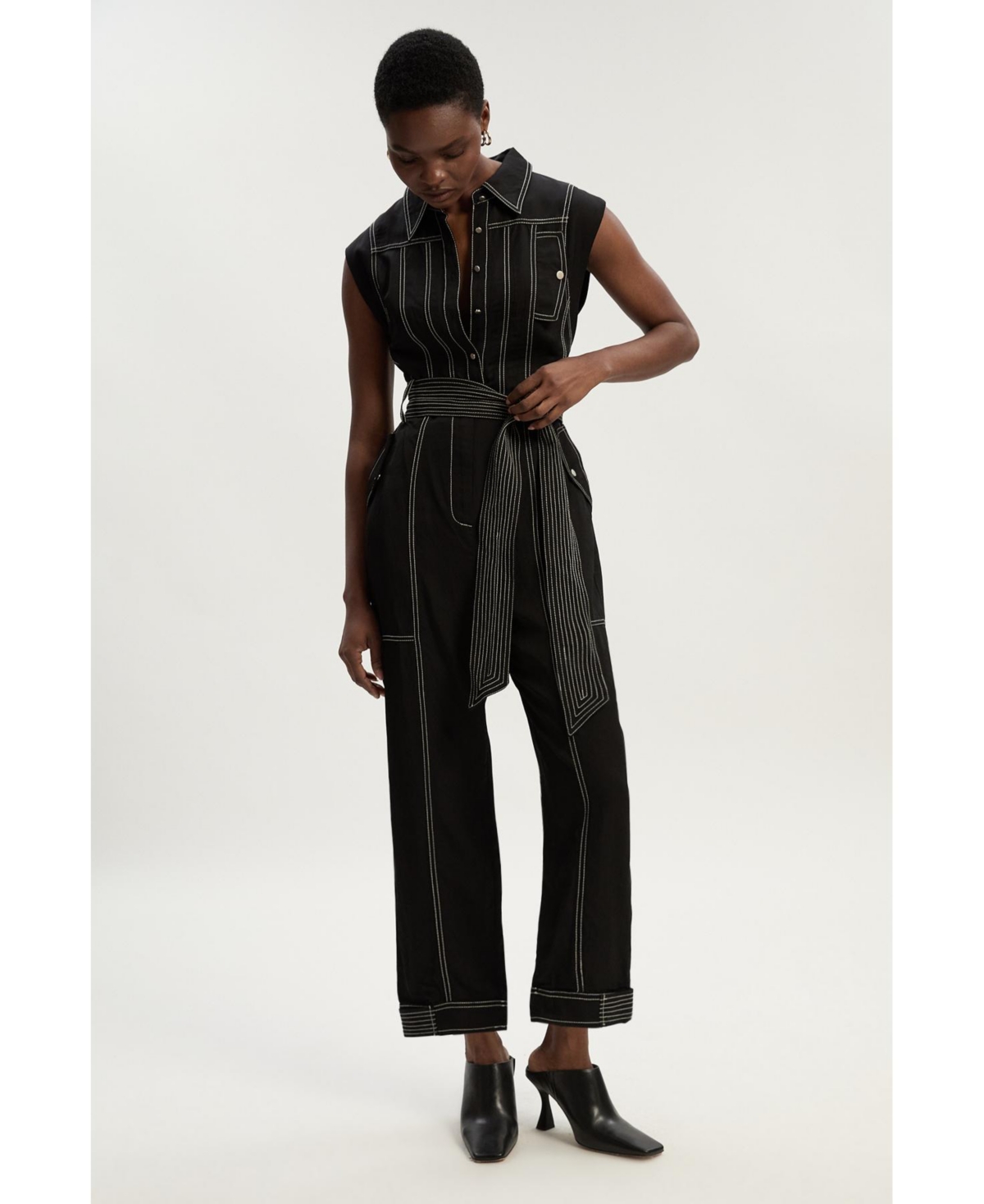 Click here for Karen Millen Womens Premium Linen Woven Jumpsuit -... prices