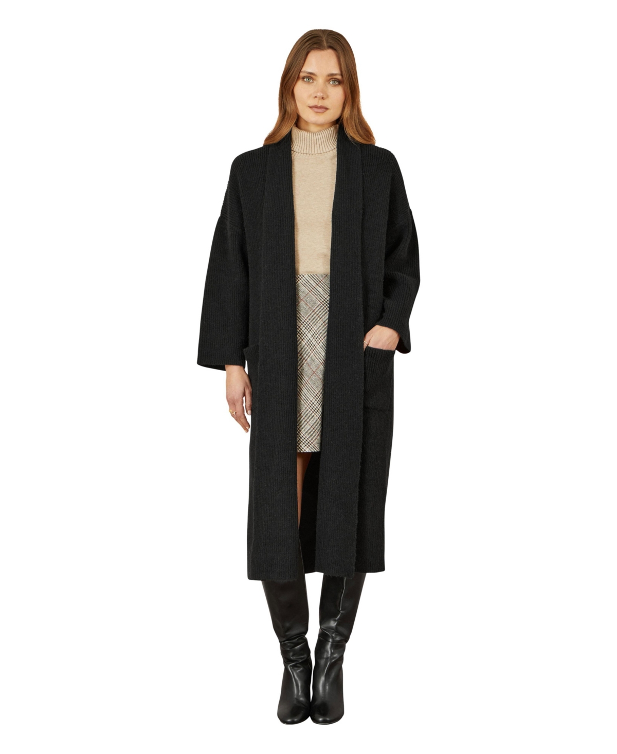 Click here for Yumi Womens Knitted Maxi Cardigan With Pockets - B... prices