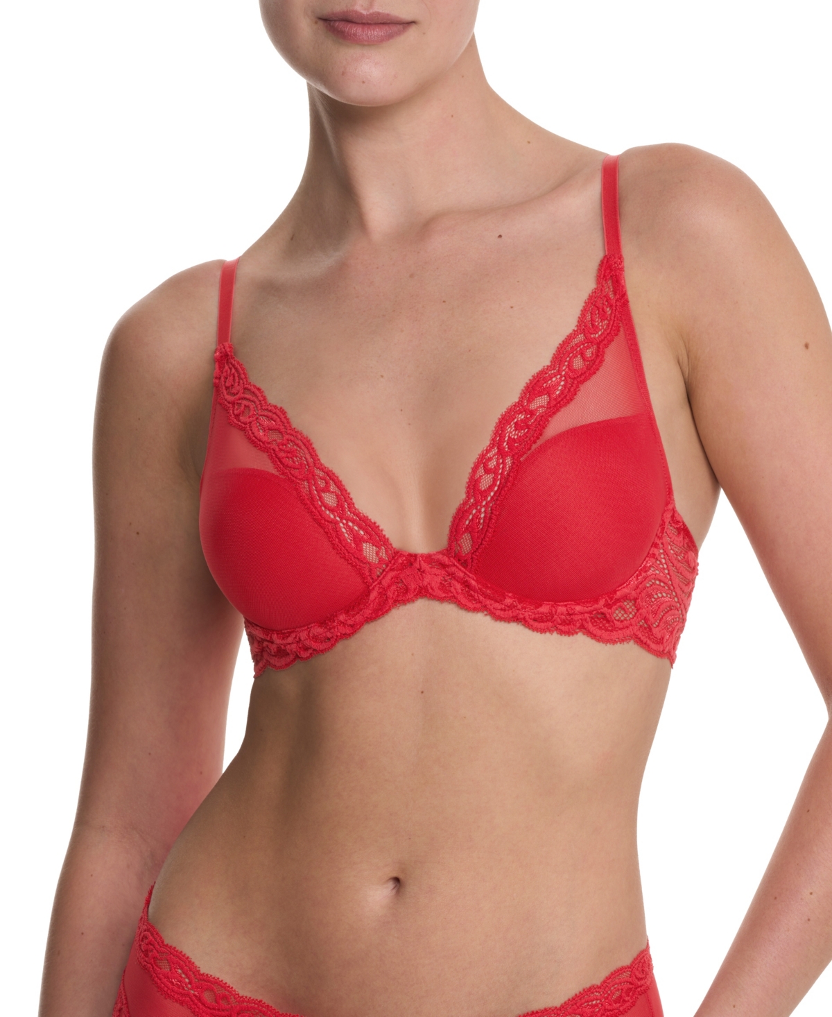Click here for Natori Womens Feathers Lace Contour Underwire Plun... prices