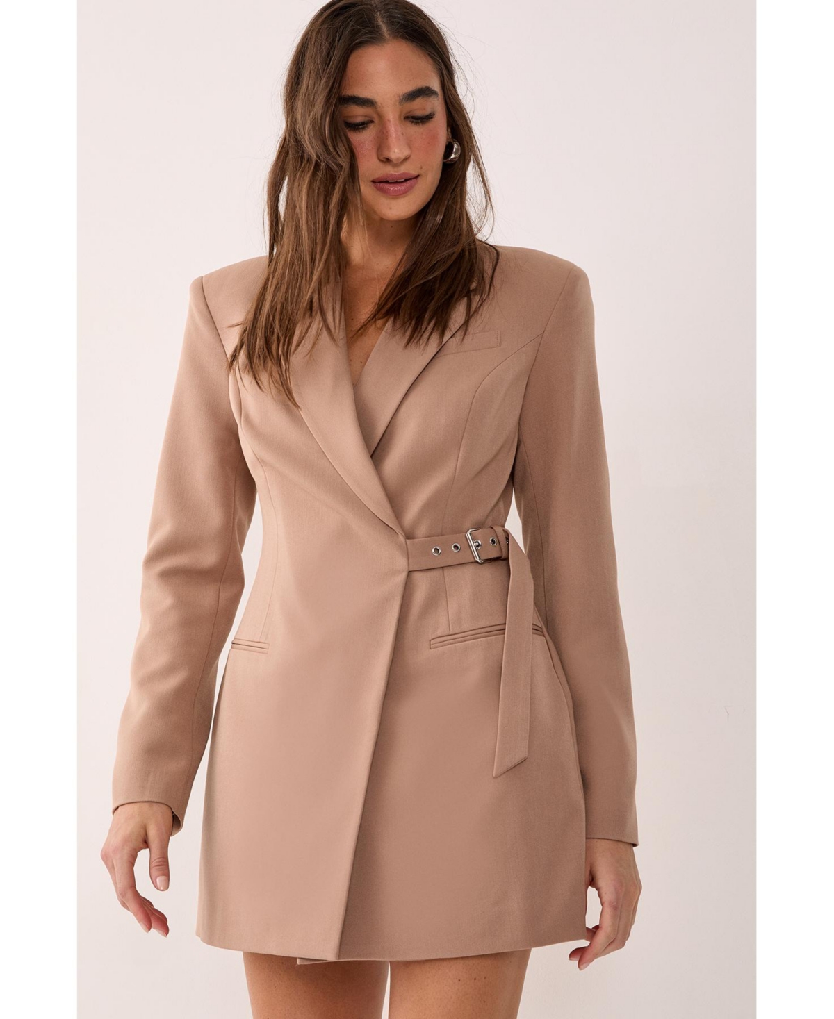 Click here for Nasty Gal Womens Shoulder Pad Blazer Dress - Taupe prices