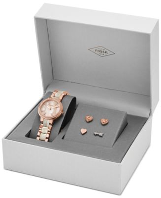 Fossil Women's Virginia Rose Gold-Tone Stainless Steel & Shimmer Horn ...